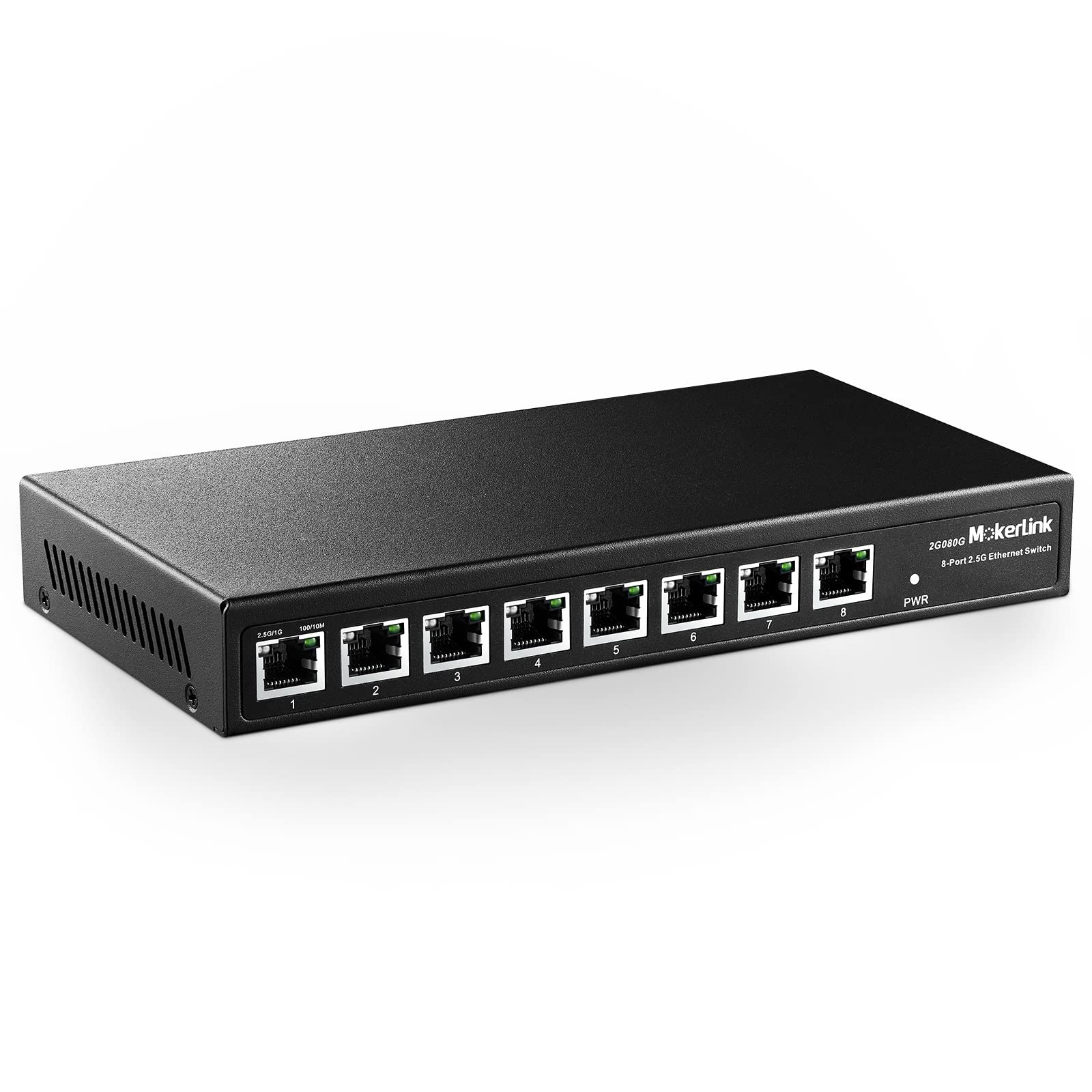 MokerLink 8 Port 2.5G Ethernet Switch, 8 x 2.5G Ethetnet Ports, Compatible with 10/100/1000Mbps, Metal Unmanaged Fanless Network Switch(Renewed)