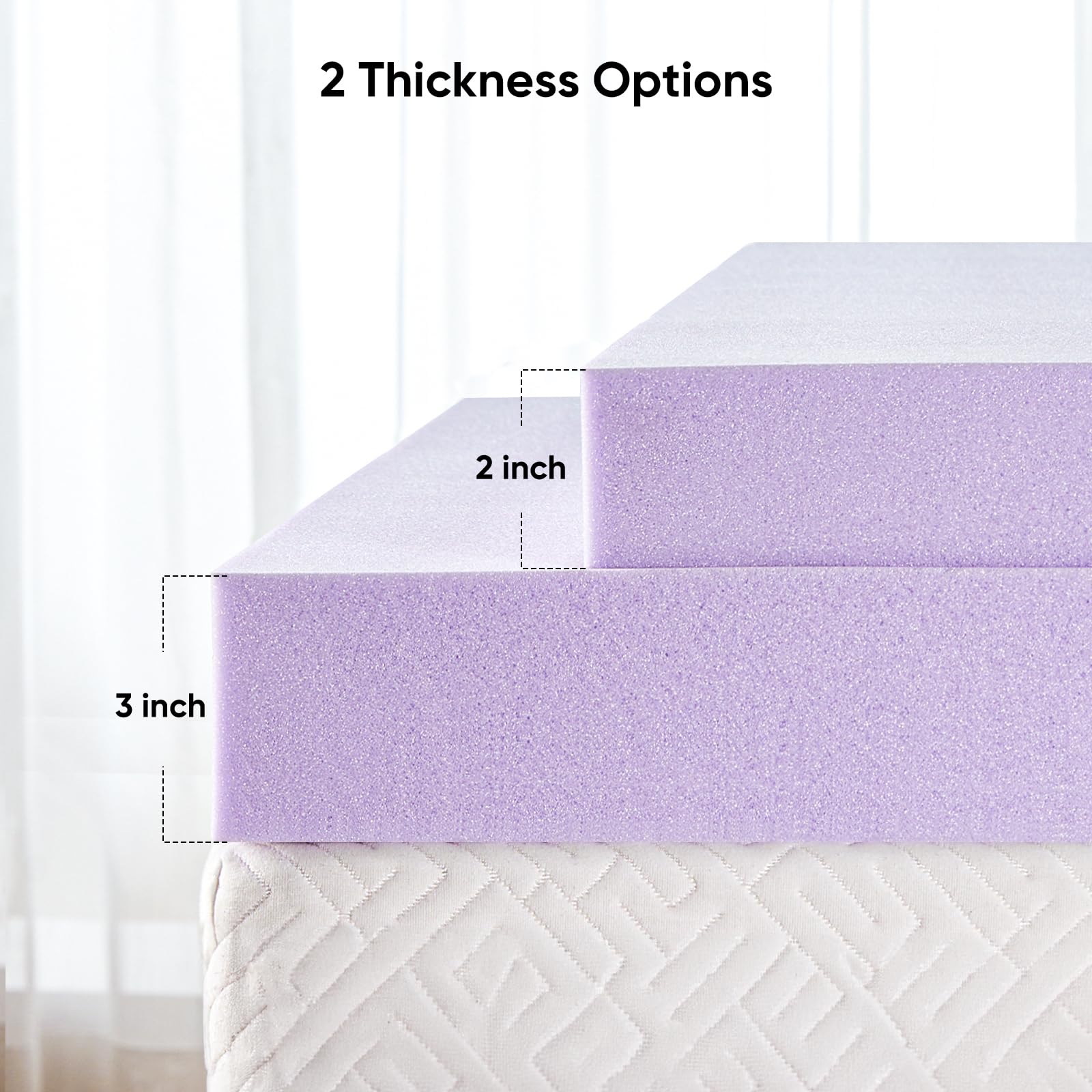 Marsail 2-inch Queen Memory Foam Mattress Topper with Lavender Scent, Gel Infused Cooling Mattress Topper, Soft Mattress Topper for Sleeper Sofa, RV, Camper, CertiPUR-US Certified
