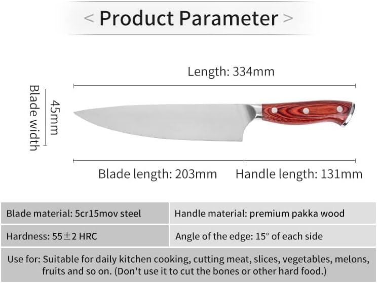 SSKT-Chef knife-8 Inch -German Stainless Steel Professional Kitchen Knife Sharp Paring Knife With Ergonomic Handle,Kitchen Professional Ultra Sharp Cooking Knife for Home Kitchen