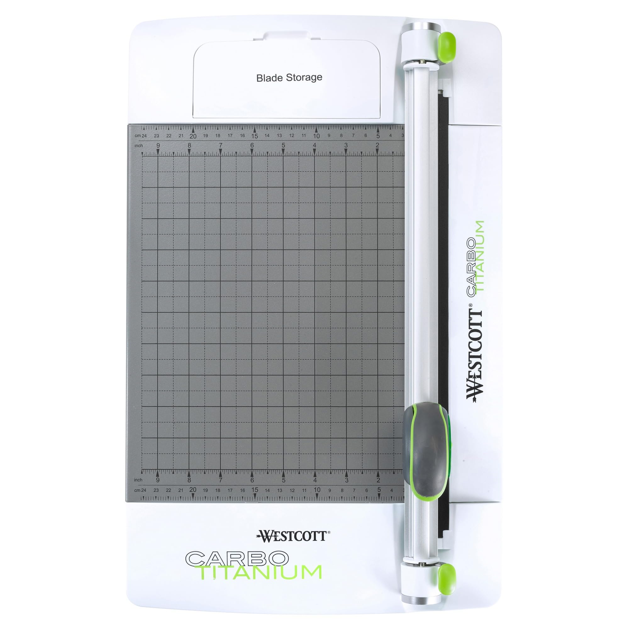 Westcott 12" CarboTitanium 45mm Rotary Metal Base Trimmer, White, Green (16718)