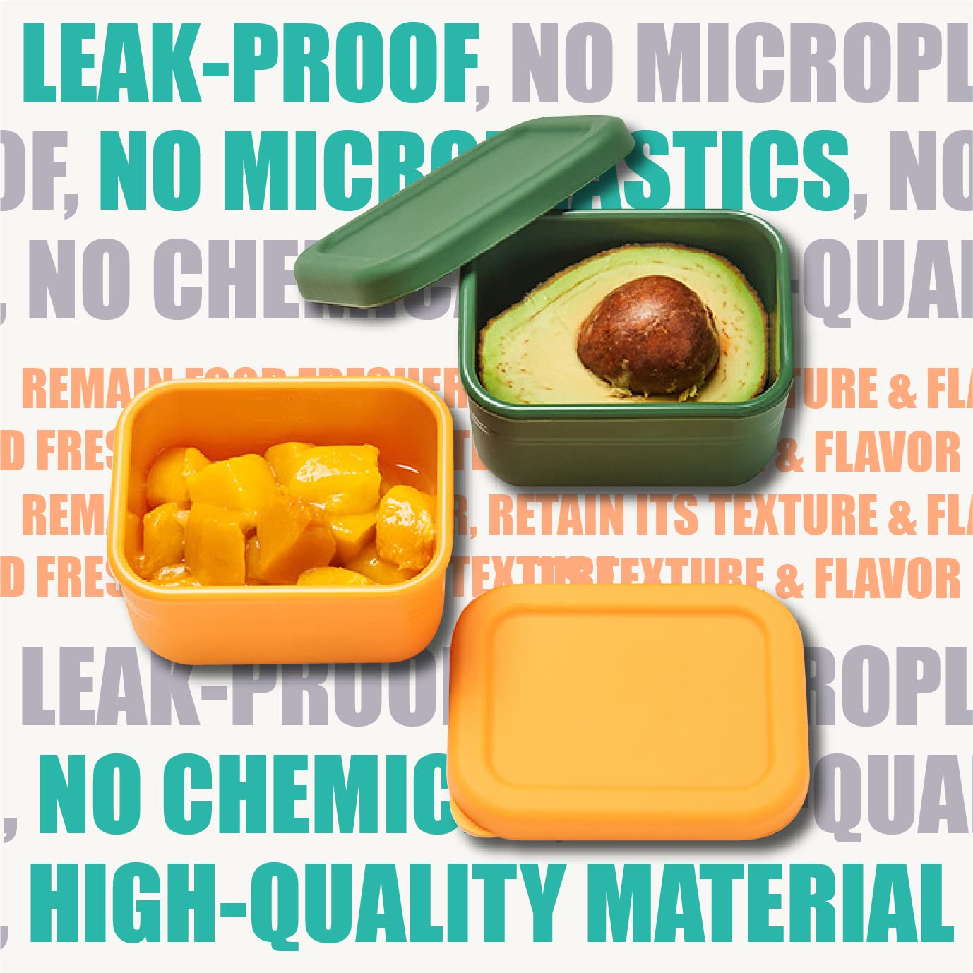 LOSAND FLEXCONTAINER Platinum Silicone Baby Food Storage β Leak Resistant Airtight Lids β Oven Baking Safe Containers β Non-BPA β Microwave and Freezer Safe (2022 Color Set) (renewal lids)