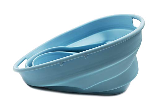 SAMMART 25L(6.6 gallon) Collapsible Oval Laundry Basket-Foldable Storage Container/Organizer-Portable Washing Tub-Space Saving Hamper-Pet Bath Tub, Water capacity 20L(5.28 gallon) (Sea Angel)