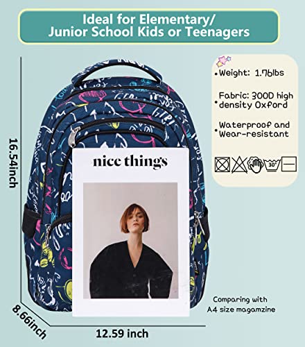 NEW TILAMI 16 inch Kids School Travel Backpack for Boys Elementary School Bags for Primary Middle Waterproof Laptop Backpacks for Kids School Bags Oxford Graffiti