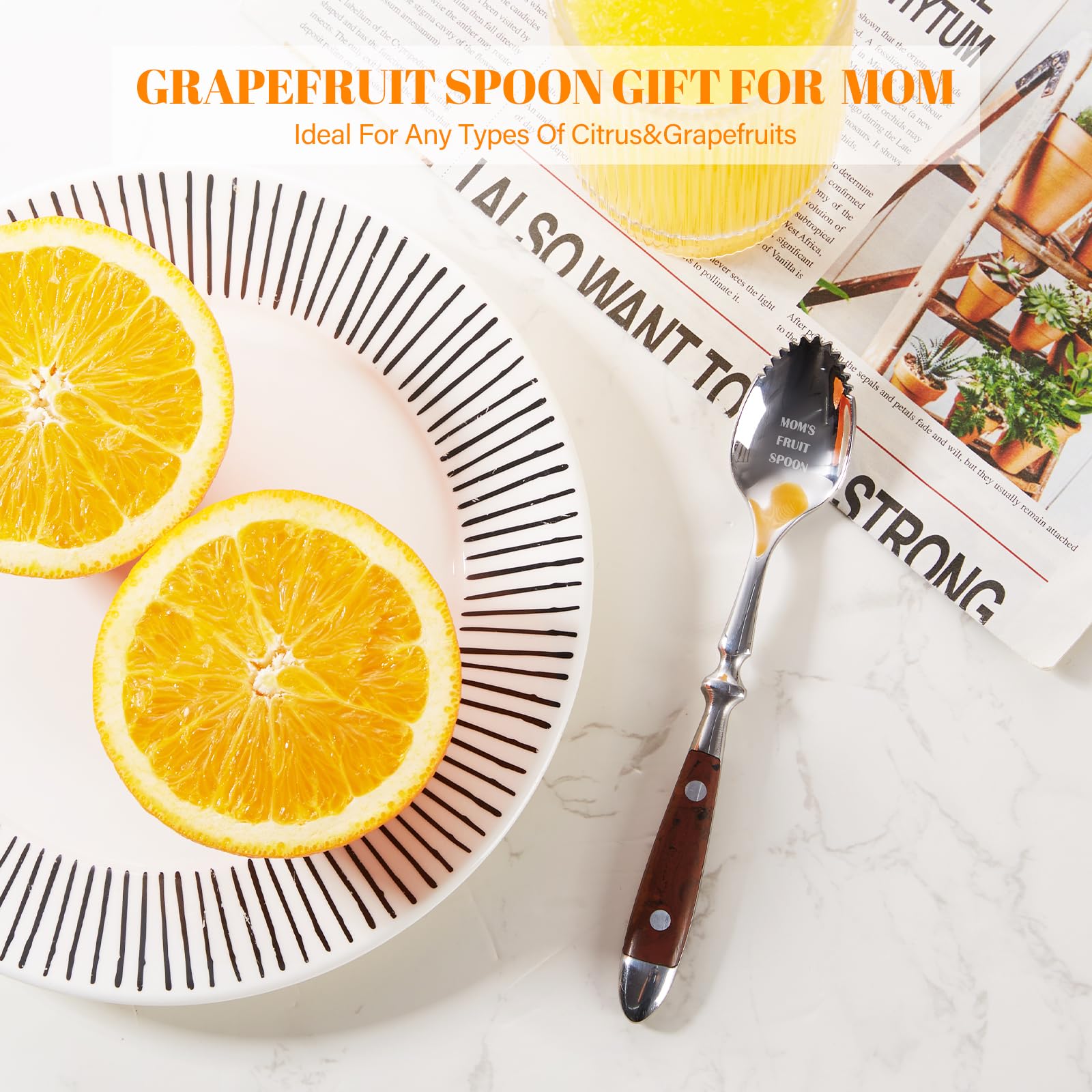 Mom’s Fruit Spoon-Mom Christmas Gifts from Daughter&Son,Serrated Grapefruit Spoon Birthday Gifts for Mom,Mother's Day Mom Gift from Daughter,Christma Thanksgiving Day Mom Grapefruit Spoon Gift