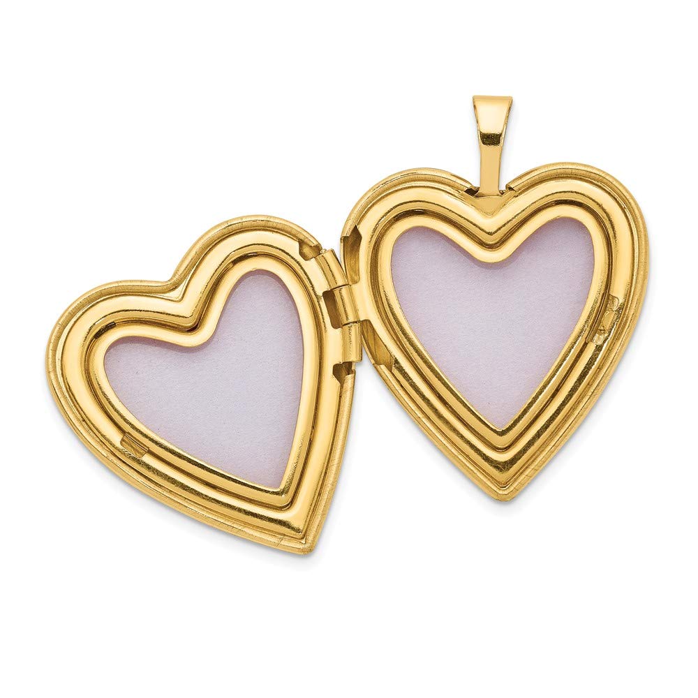 FB Jewels Solid 14K Yellow Gold 20mm Diamond Set Cross Heart Locket