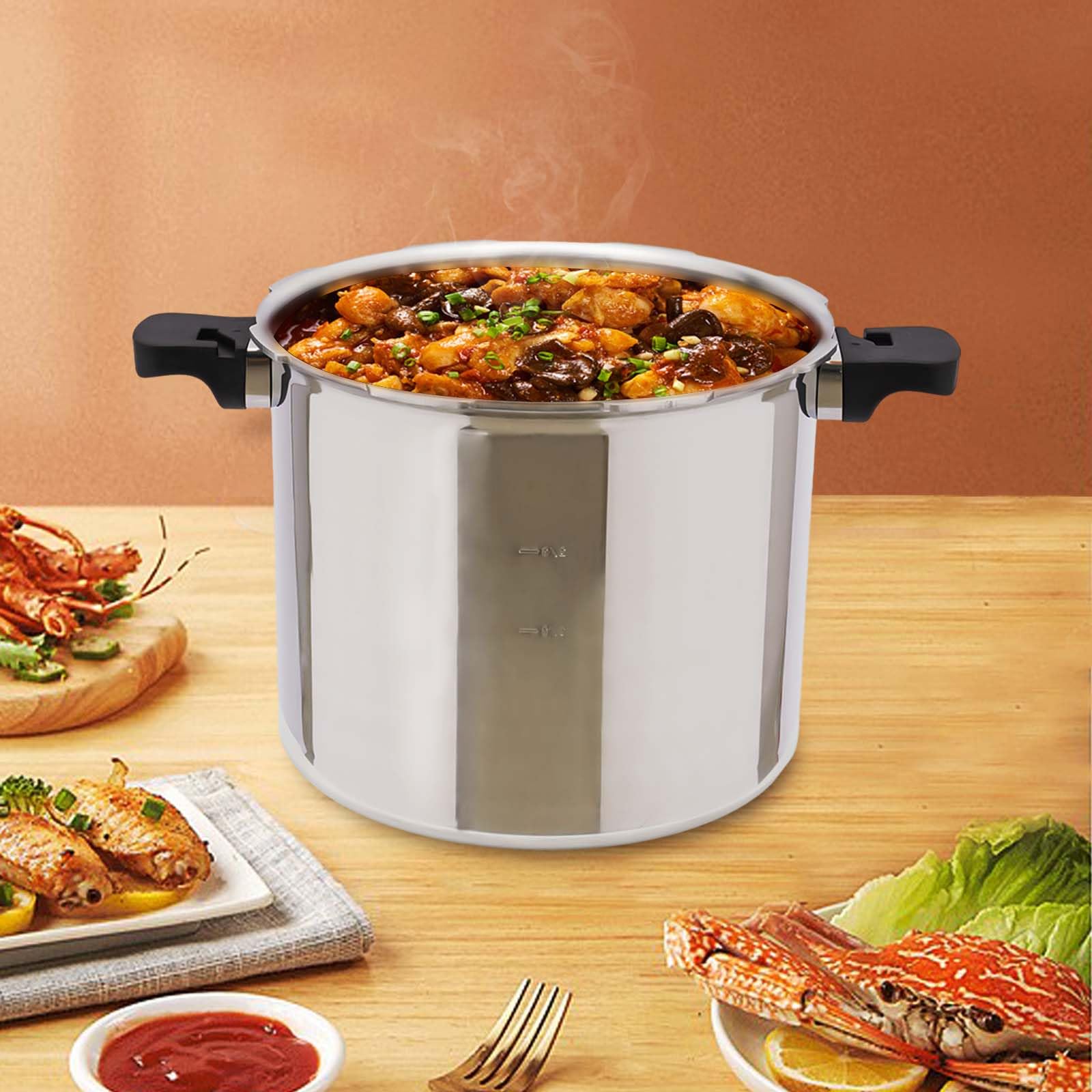 MuChaIOAK Pressure Canner 22-Quart, Stainless Steel Pressure Canner 22 Quart Induction, Aluminum Pressure Cooker Built-in Pressure Gauge with Rack, Silver