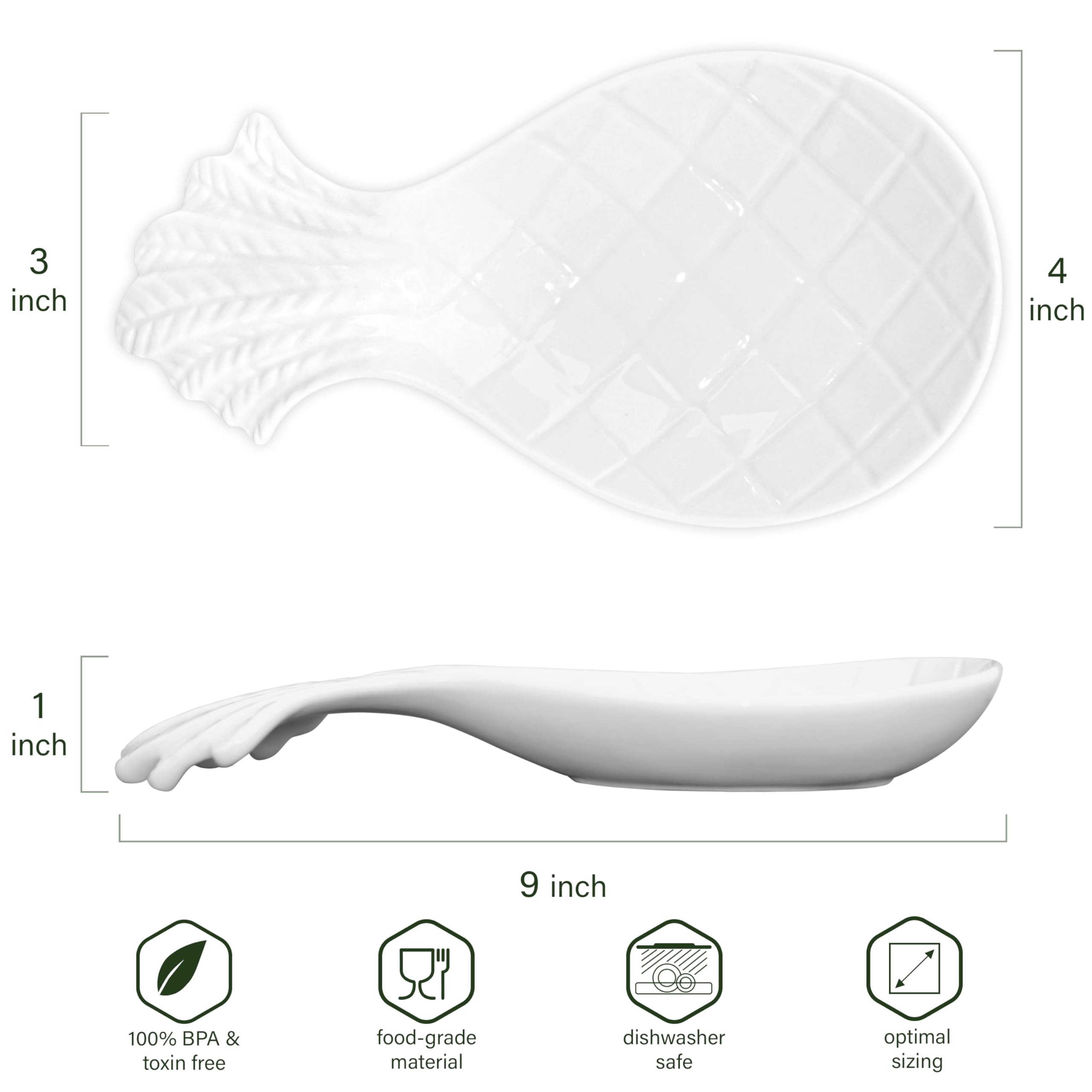 Multi-Purpose Ceramic Spoon Rest for countertop Kitchen Holder Jewelry Tray Spoon Holder for Kitchen Modern Farmhouse Decor Pineapple