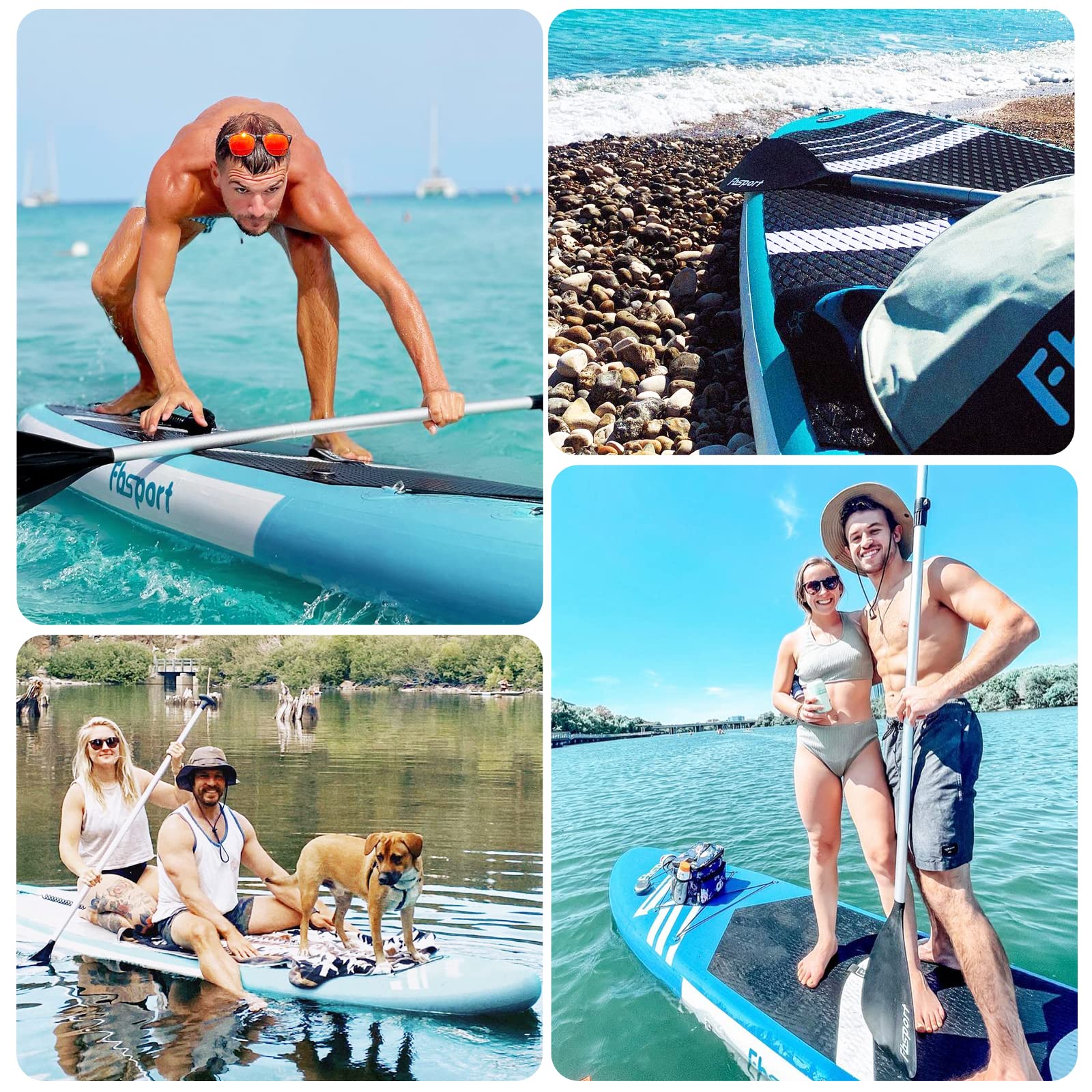 FBSPORT 11' Premium Inflatable Stand Up Paddle Board, Yoga Board with Durable SUP Accessories & Carry Bag | Wide Stance, Surf Control, Non-Slip Deck, Leash, Paddle and Pump for Youth & Adult