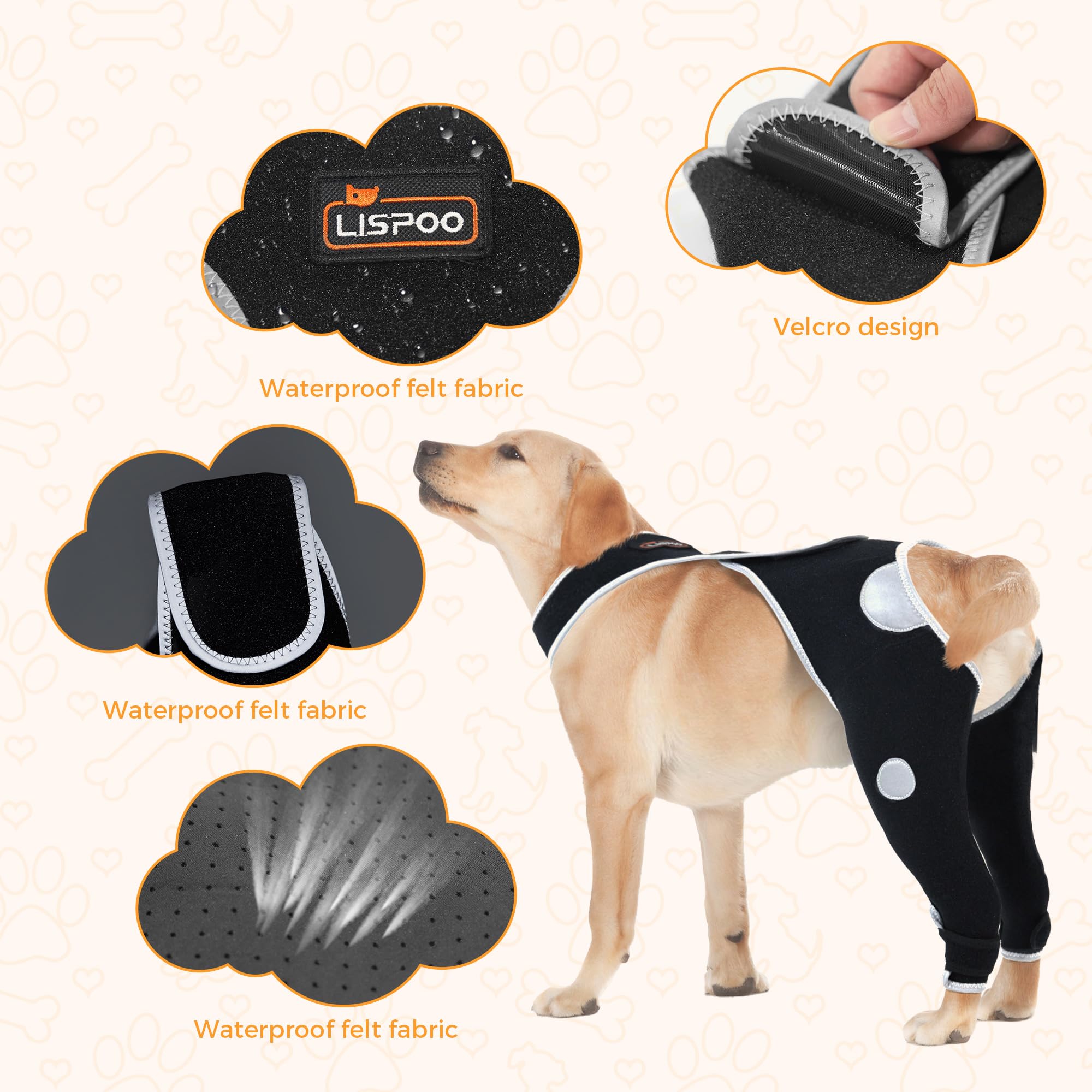 Moysoon Dog Anti-Licking Leg Sleeve,Rear Leg Protector to Stop Licking,Wound Protection Sleeve for Post-Surgery Recovery,Double Leg