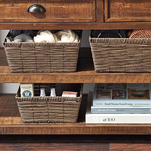 Whitmor Distressed Rattique Storage Baskets Set of 3