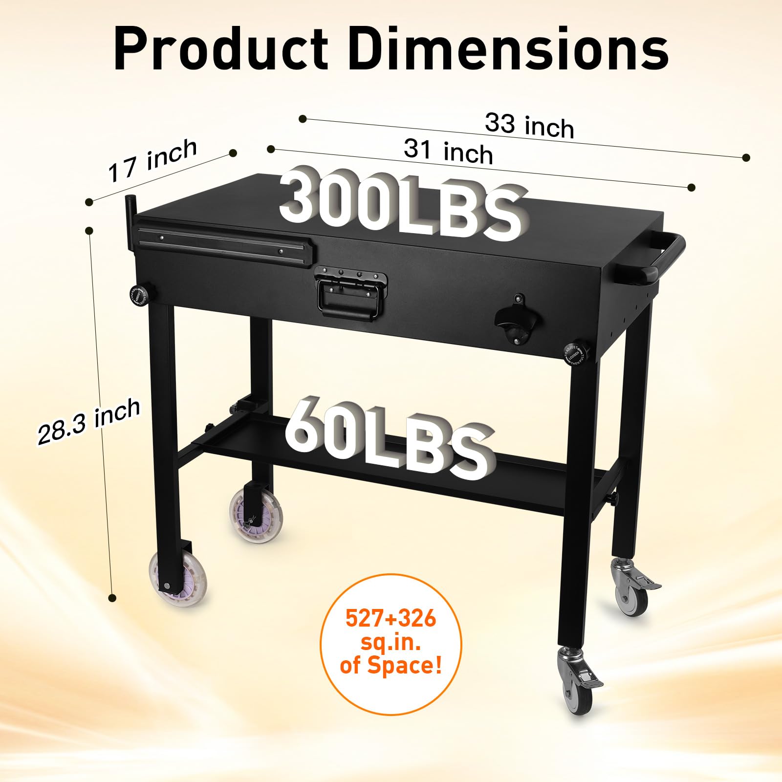 Outafurnia Outdoor Grill Table Stand, Folding Grill Carts, Portable Blackstone Griddle Stand with Shelf,Stable Outdoor Cooking Prep Table with Wheels for BBQ, Camping and Parties