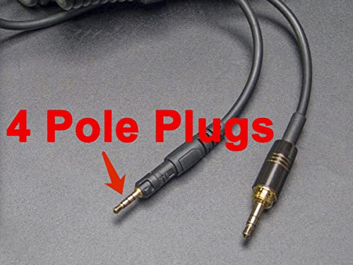 Voarmaks 4 Pole Long Steps Audio DJ Cable Cord Line Plug Compatible with Pioneer HDJ-X5 X7 S7 CUE1 Headphones Extended Coiled Spring Dj Wire