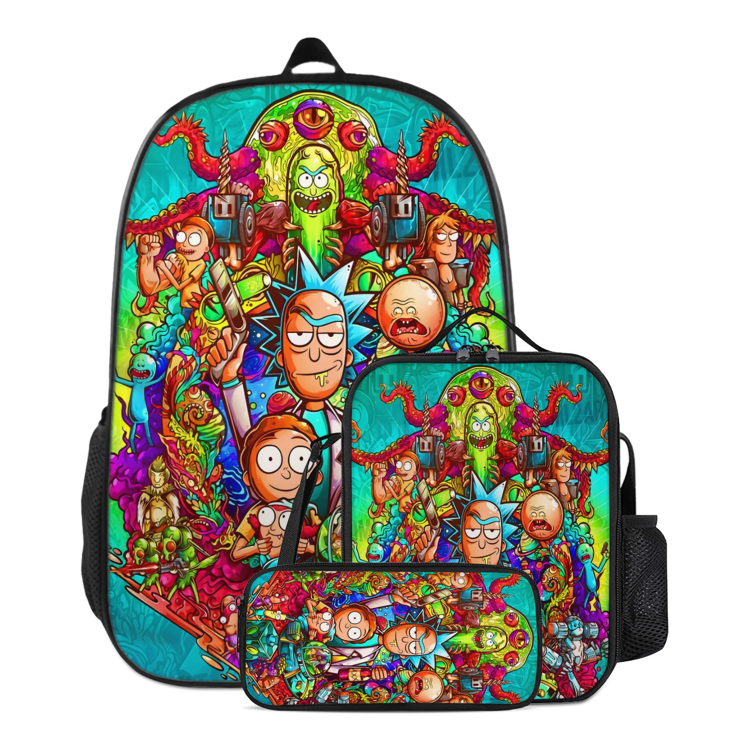 FLYIFE Anime-Inspired Cartoon Style Backpack Set - 3PCS Backpack for Teens with Pencil Case and Lunch Bag
