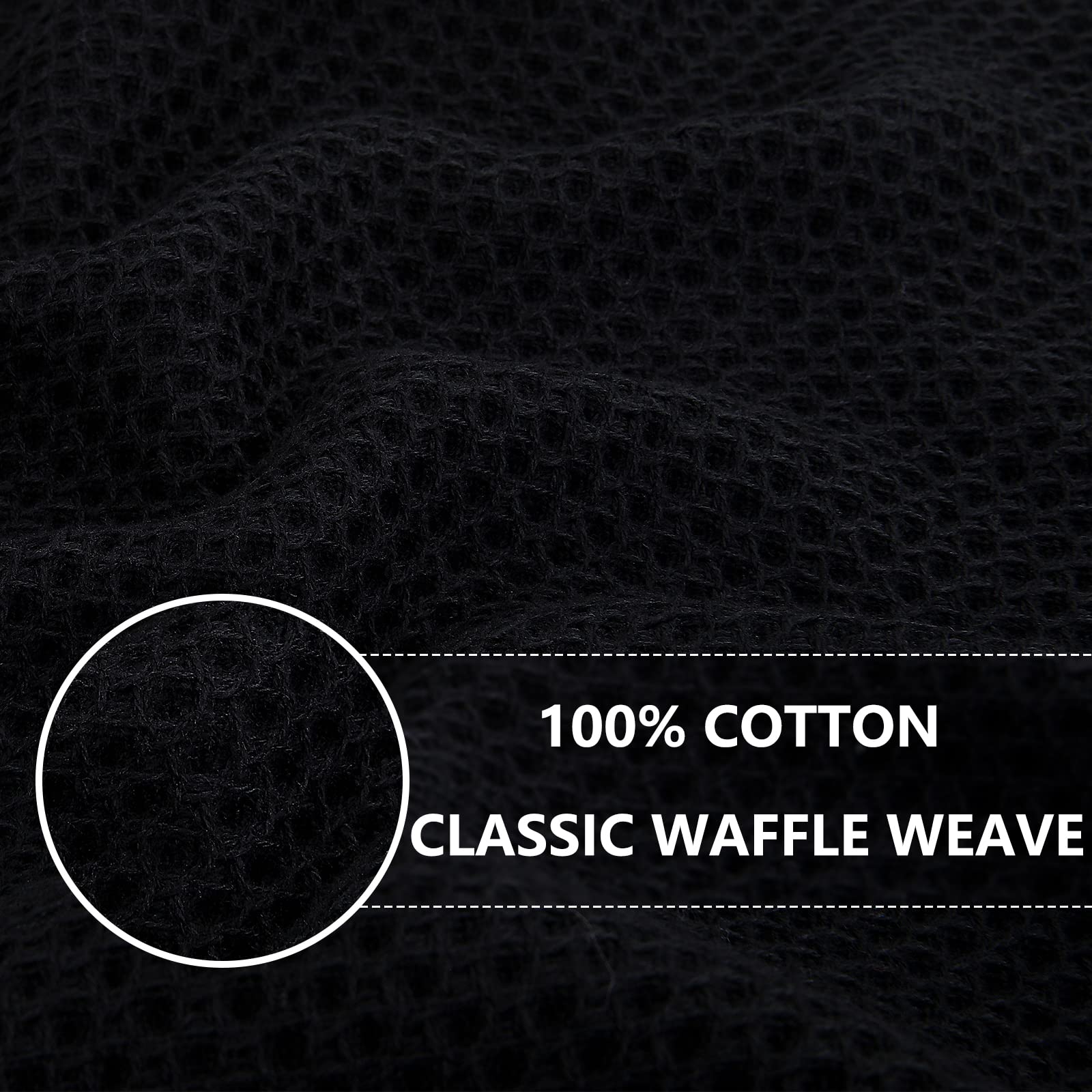 Homaxy Kitchen Towels, 13 x 28 Inches, Trendy Stripes Design, Premium Cotton Waffle Weave Super Soft and Absorbent Dish Towels Quick Drying Hand Towels for Kitchen, 4 Pack, White & Black