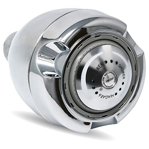 Niagara Conservation N2912CH Earth Spa 3-Spray with 1.25 GPM 2.7-in. Wall Mount Adjustable Fixed Shower Head in Chrome, 1-Pack | Bathroom Shower Head Sprayer with Pressure Compensation Technology