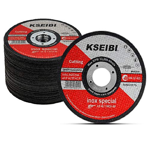 KSEIBI 50 Pack 4 1/2 Cut Off Wheels for Cutting Metal Stainless Steel 0.040" Thickness, 7/8" Arbor, Type 41 Ultra Thin Angle Grinder Wheel 646004 Cut-Off Disc