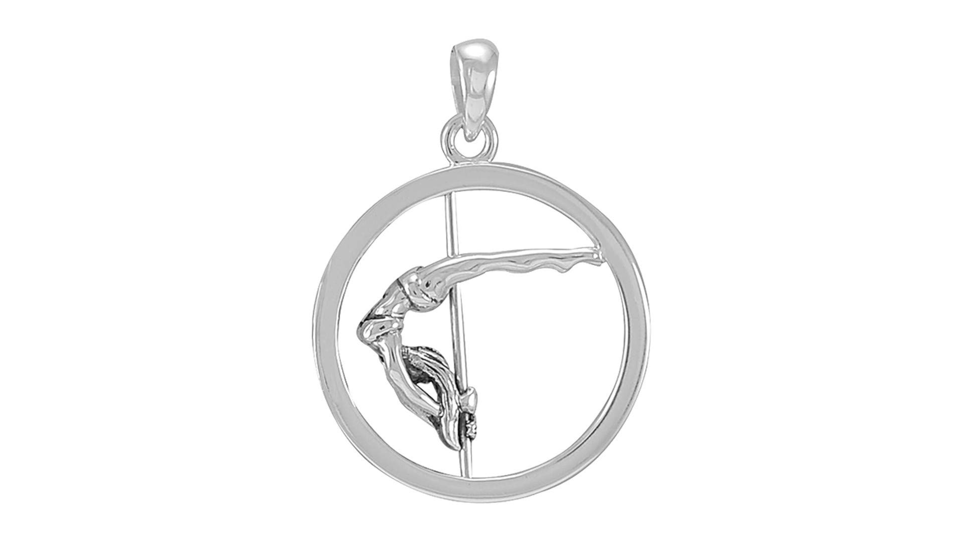 Half Moon Pole Dance Pose, Beautiful Silver Jewelry Pendant, Crescent Moon, Gift Pouch