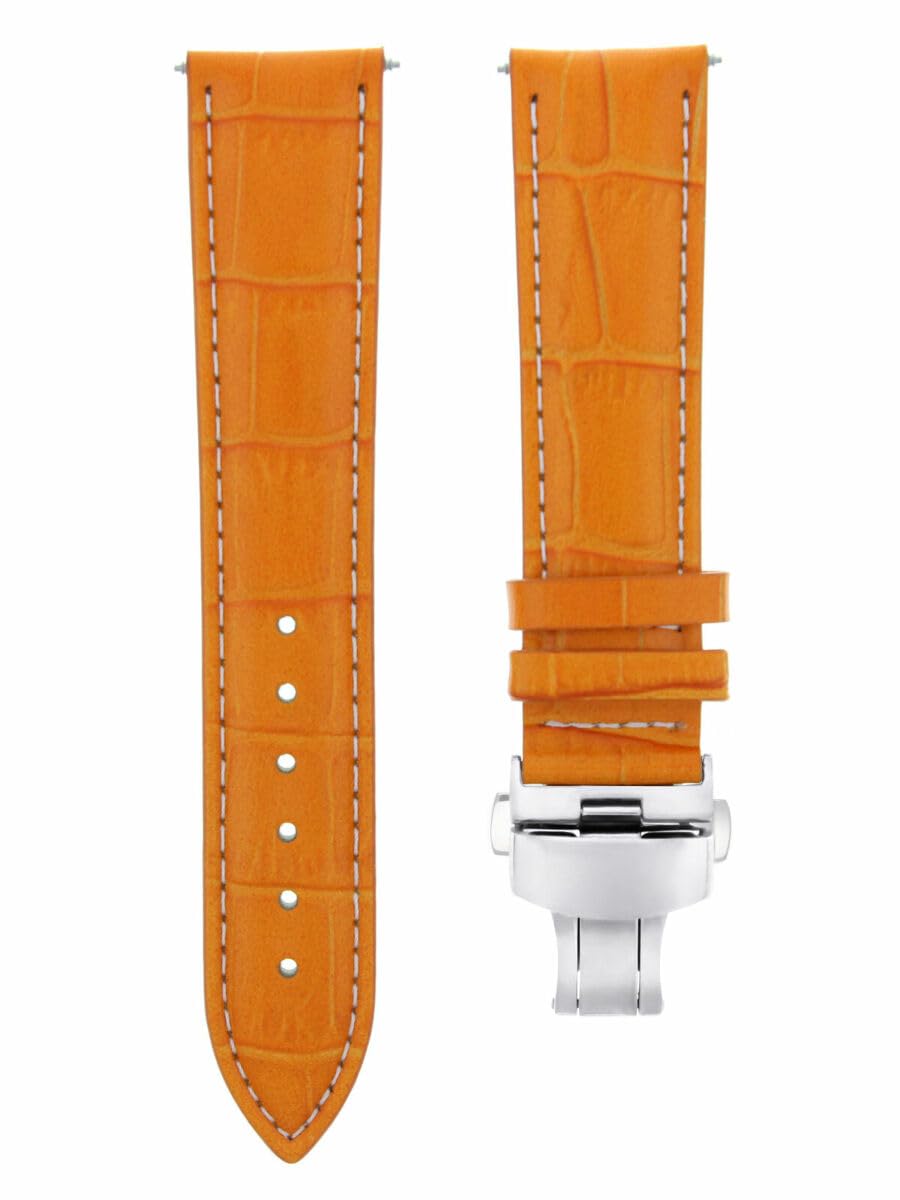 Ewatchparts 18MM LEATHER WATCH BAND STRAP COMPATIBLE WITH IWC PILOT TOP GUN WATCH CLASP BUCKLE ORANGE WS