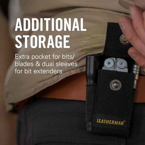 LEATHERMAN, Premium Nylon Snap Sheath with Pockets, Fits 4" to 4.5β Multi-Tools, Black, Large
