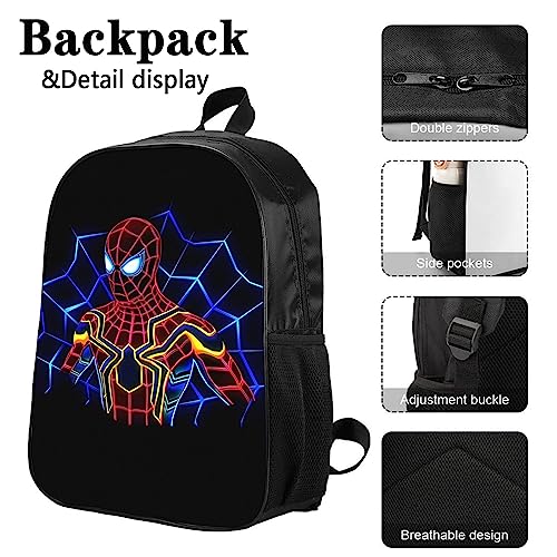 VROOS Cartoon 3Pcs Backpack Set Lightweight Laptop Backpack with Lunch Bag Pencil Case 17in Casual Daypack Travel Bag
