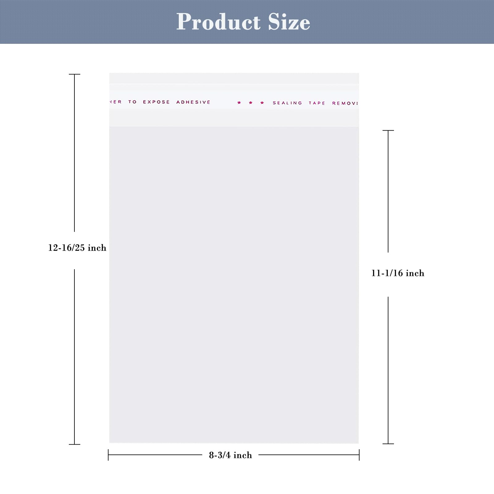 Miraclekoo 100Pcs 8-3/4 x 11-1/16 Inch Clear Self Sealing Cellophane Cello Bags Thick Plastic Sleeves - Fit 8.5x11 Inch Paper Photo Mats Envelopes Art Prints