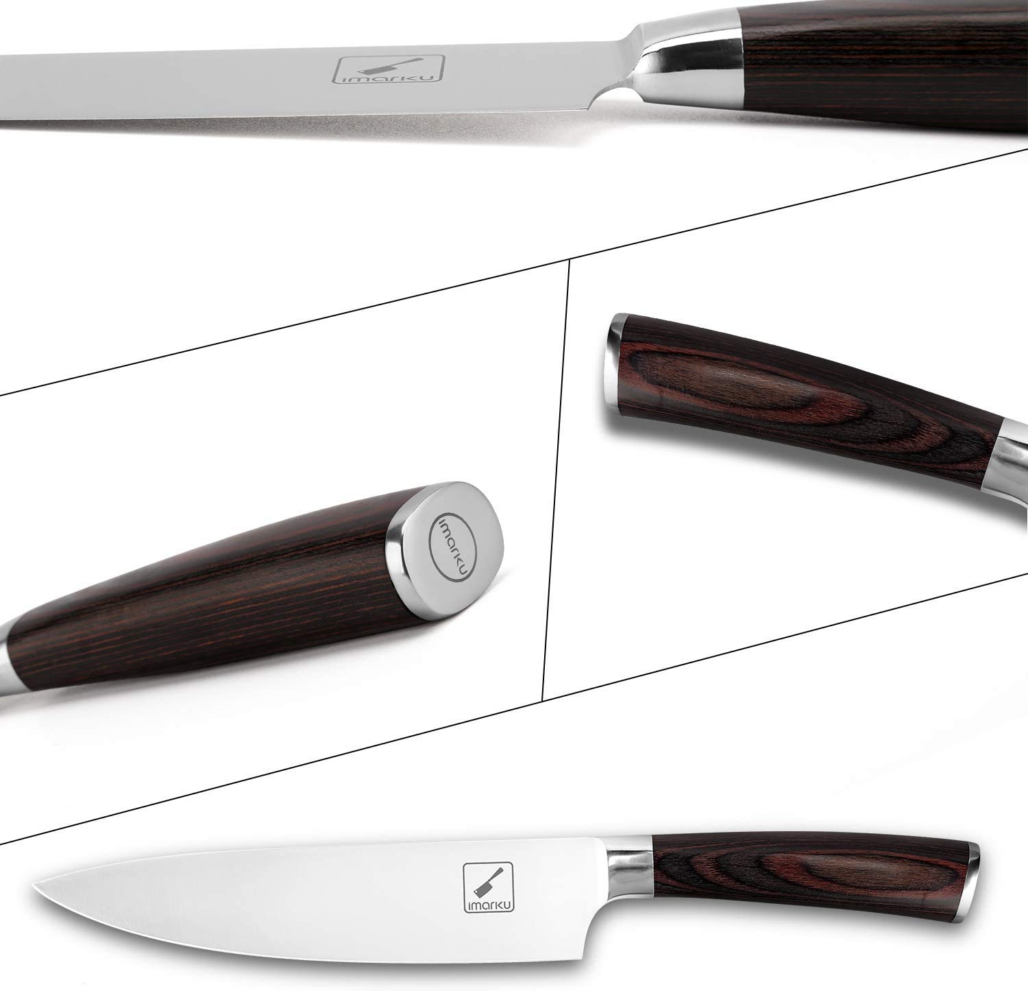 imarku Chef Knife - Pro Kitchen Knife 8 Inch Chef's Knives Japanese SUS440A Stainless Steel Sharp Paring Knife with Ergonomic Handle (Brown Handle)
