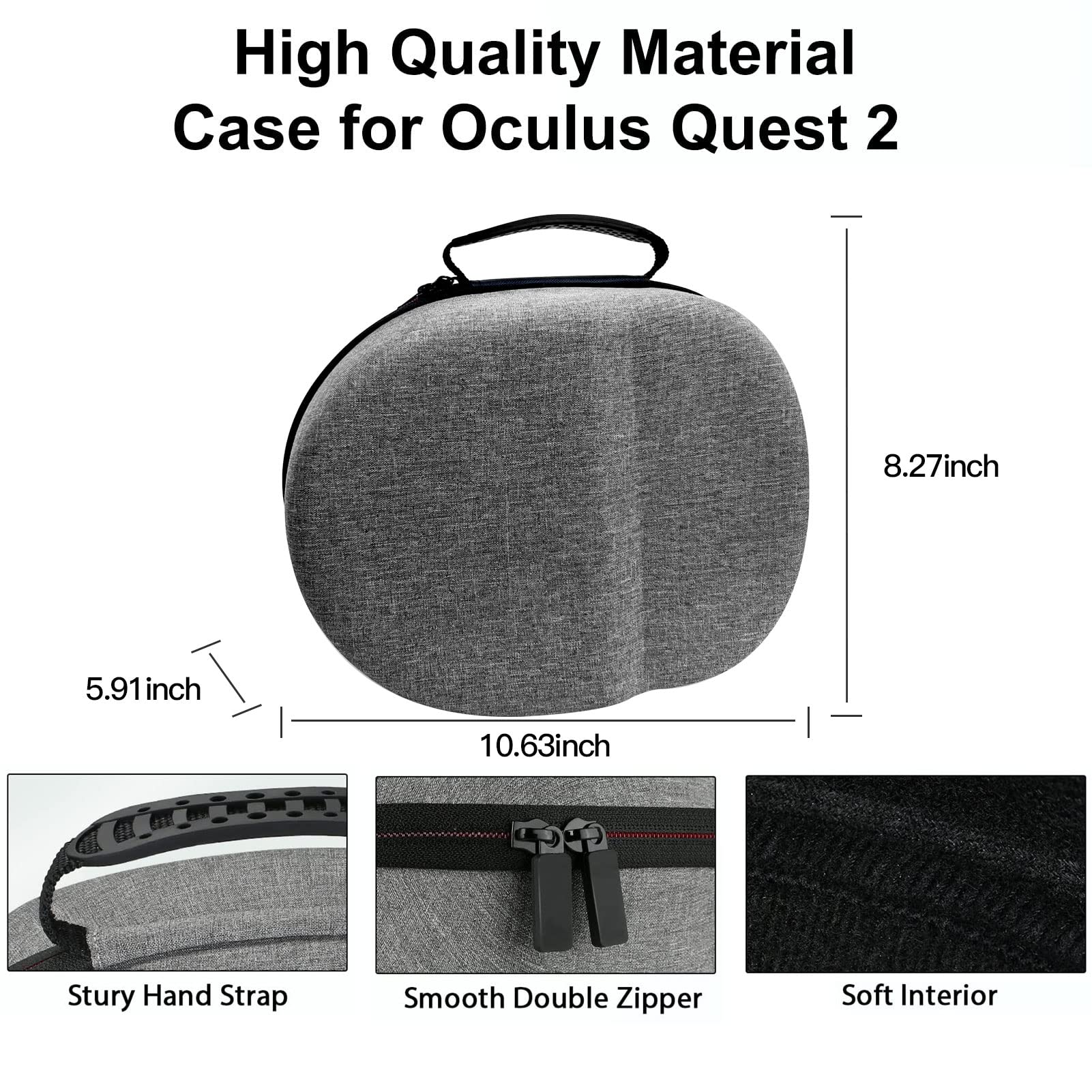 Hard Carrying Case Compatible with Meta/Oculus Quest 2 Officaial Elite Strap, Lightweight Portable Protection Bag with Silicone Face Cover & Lens Protector Accessories, for Travel and Storage
