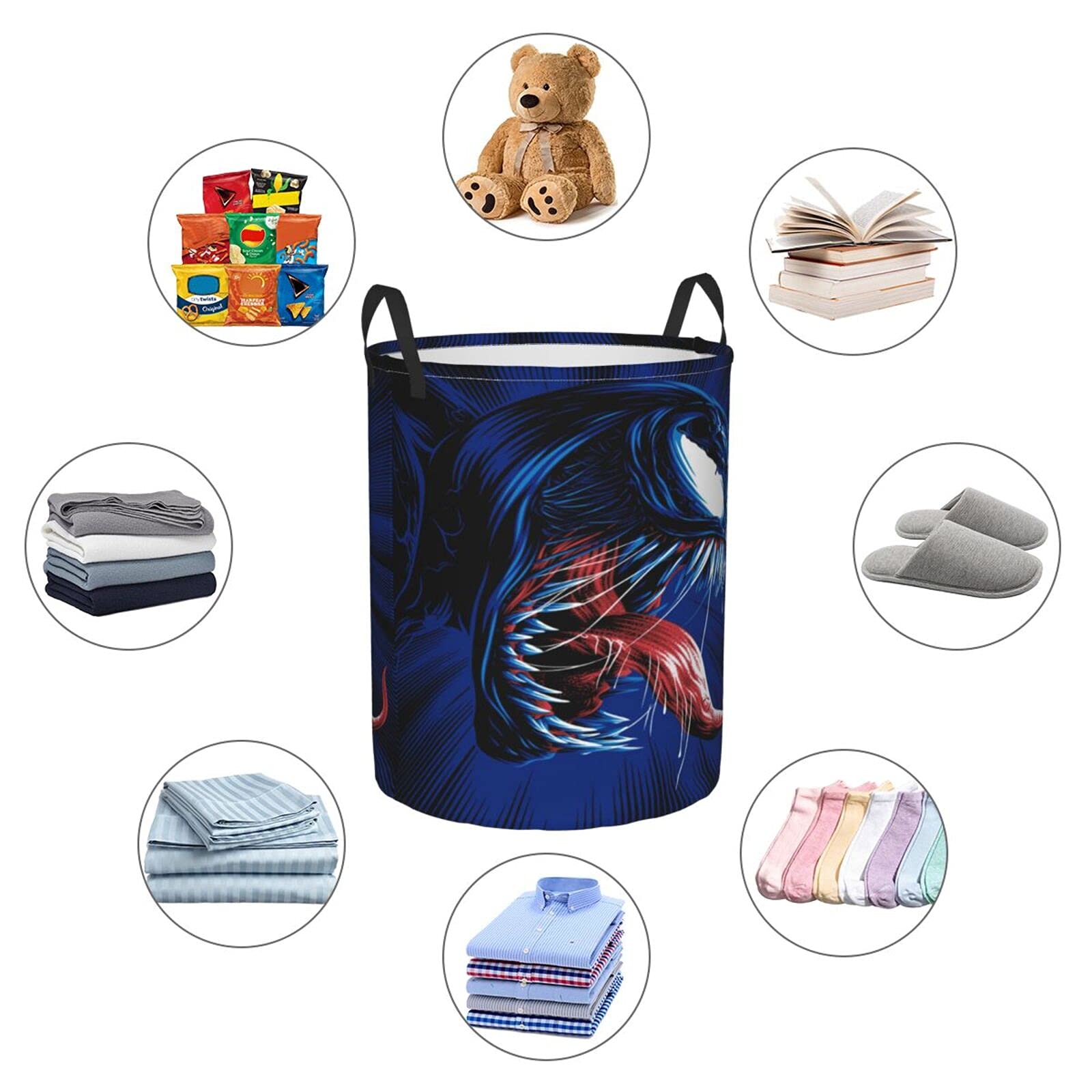 V-Enom Circular Hamper Dirty Clothes Handles Basket For Storage Organizer Storage Bin,Kids Room,Home Organizer,Nursery Storage,Baby Hamper,Durable With Printing
