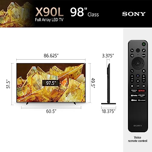 Sony 98 Inch 4K Ultra HD TV X90L Series: BRAVIA XR Full Array LED Smart Google TV with Dolby Vision HDR and Exclusive Features for The Playstation® 5 XR98X90L- 2023 Model