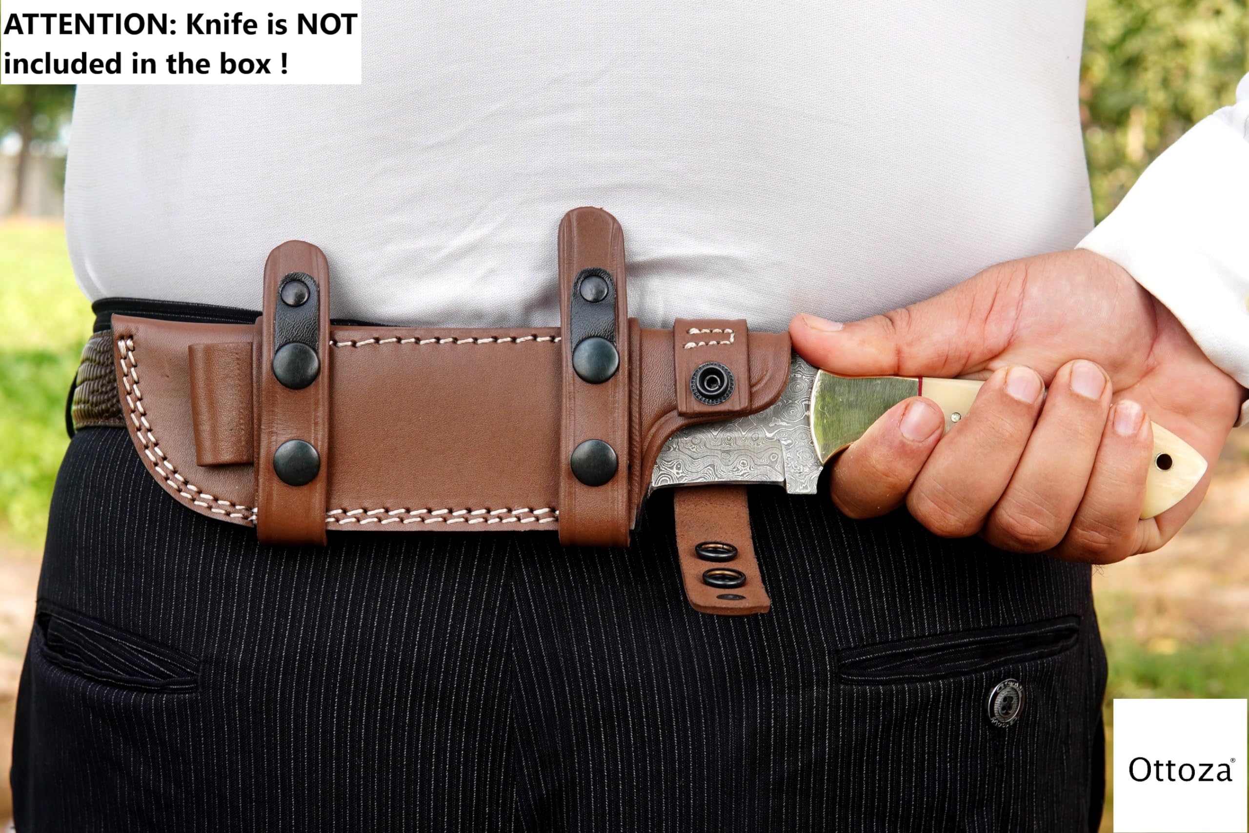 Ottoza TOP GRAIN Leather Knife Sheaths for Fixed Blade Knives, RIGHT HAND Leather Knife Sheath for Belt, Leather Knife Holster Belt Knife Holder, Horizontal Knife Sheath for Belt No:39