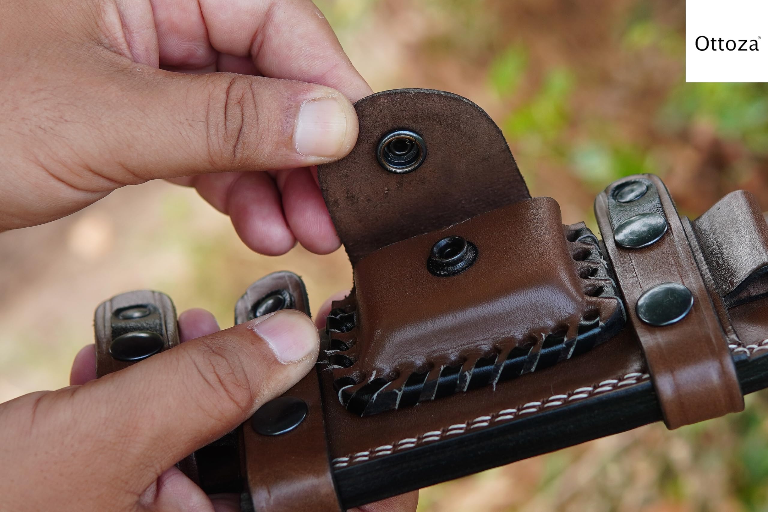 Ottoza TOP GRAIN Leather Knife Sheaths for Fixed Blade Knives, LEFT HAND Leather Knife Sheath for Belt, Leather Knife Holster Belt Knife Holder, Horizontal Knife Sheath for Belt No:65