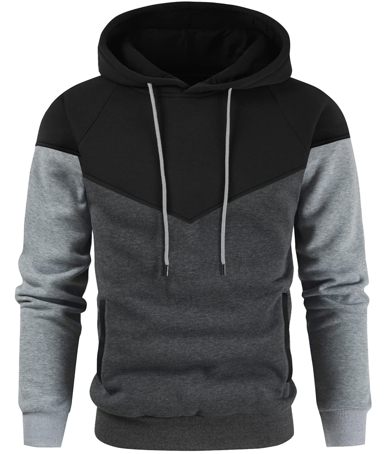 Niceif Men's Fleece Pullover Heavyweight Long Sleeve Hoodie Sweatshirt, Black Dark Grey XL