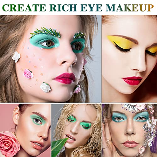 Green Eyeshadow Palette,QIUFSSE 15 Colors Eye Shadow Pallete Sets Highly Pigmented Matte Glitter Colorful Long Lasting Blendable Forest Emerald Green Yellow Makeup Pallet for Women Christmas Halloween