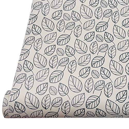 Yifasy 19.7ft Roll Green Leaf Shelf Liner Peel and Stick Countertop Shelving Paper Wallpaper Drawer Chest Vinyl Film (M-236.2x17.7 Inch)