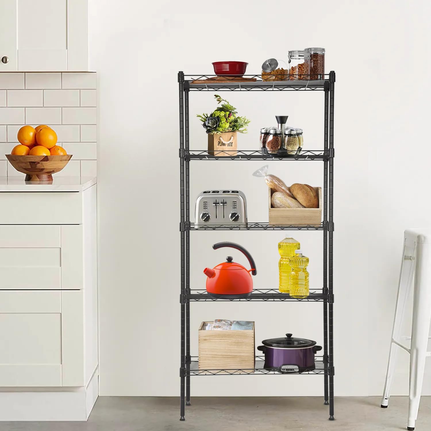 PIKAQTOP 5-Wire Shelving Unit Steel Large Metal Shelf Organizer Garage Storage Shelves Heavy Duty NSF Commercial Grade Utility Storage Metal Layer Rack