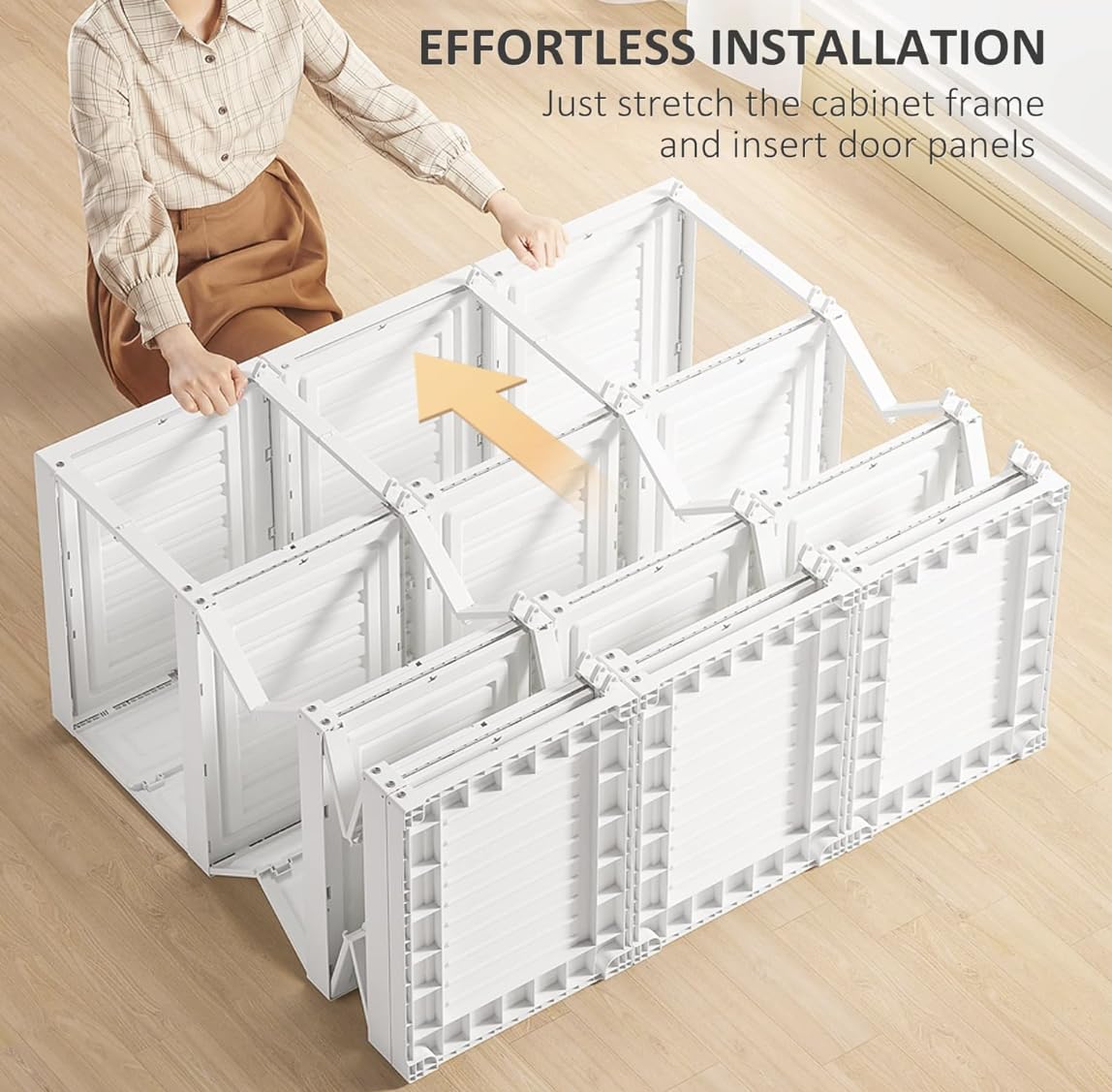 HAIS Portable Wardrobe Closet Storage Organizer Large Capacity 20" Deep Portable Plastic Closet Armoire (5 Cubes-3 Hanging Rods) Collapsible Foldable Organizer Cloakroom Wardrobe Magnetic Doors