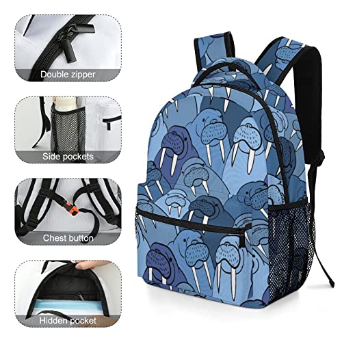 Walrus Backpack Bookbag Cute Funny Printed Graphic for Book Study Travel