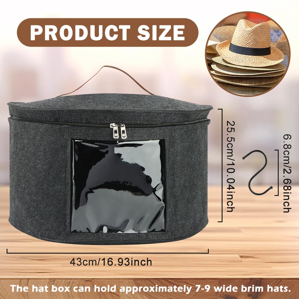 QQNYJS Hat Box Hat Storage Box Hat Boxes with S Hook for Women Storage & Men Foldable Hat Storage Boxes FoldableTravel Cap Boxes Collapsible Cowboy Hat Organizer