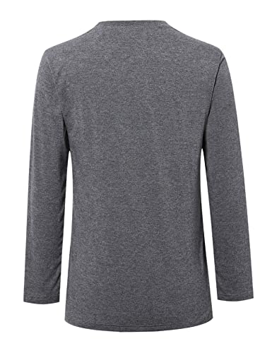 GALLEAN Mens Shirts,Men's Thermal Underwear Shirt, Long Sleeve Tshirts for Warmth,Long Sleeve Undershirts Men Grey