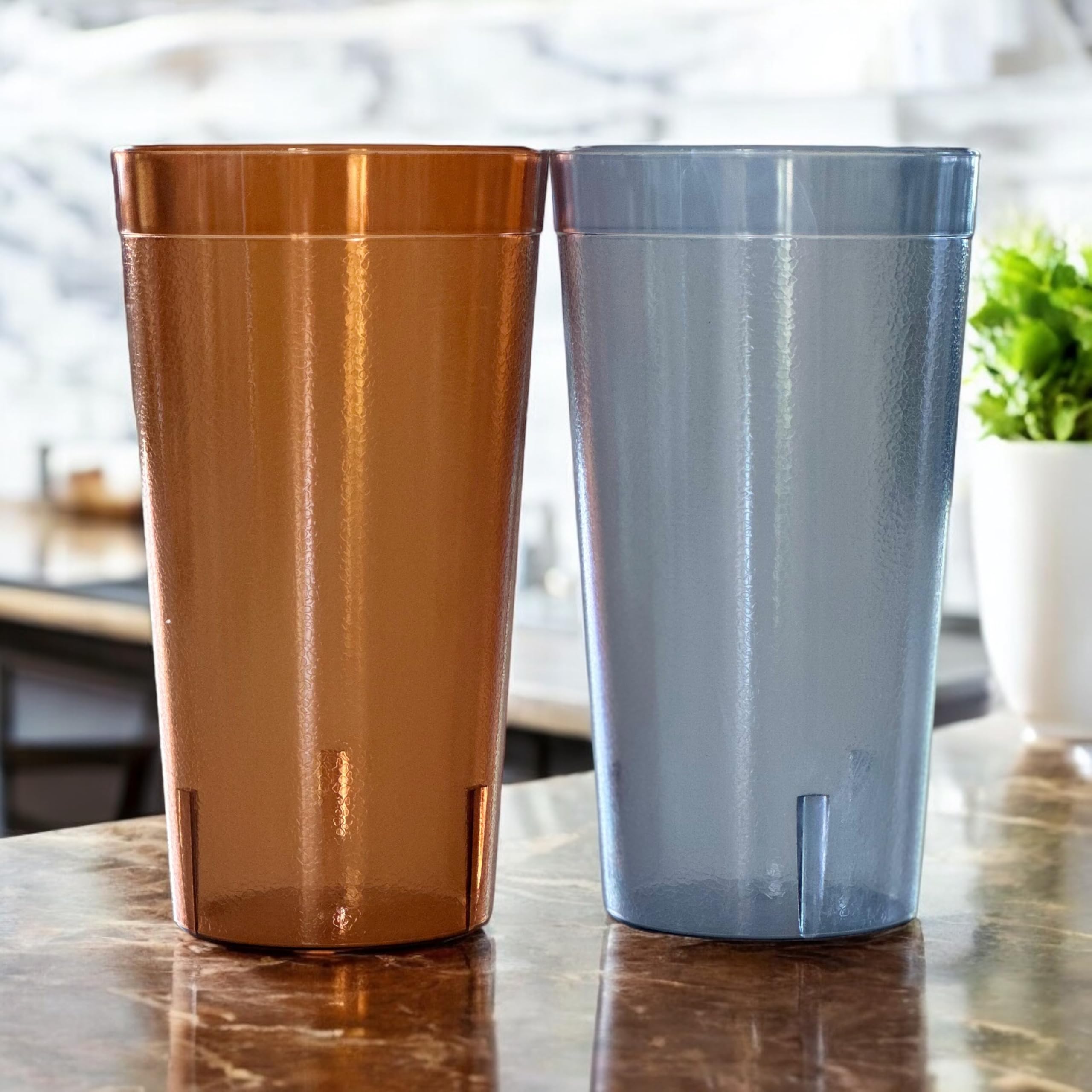 Oojami 20-ounce Plastic Reusable Tumblers, Assorted Colors Water Cups, Restaurant Style Drinking Glasses Set, Stackable, BPA-Free, Shatterproof, Top-Rack Dishwasher Safe (8, Earthy Elegance)