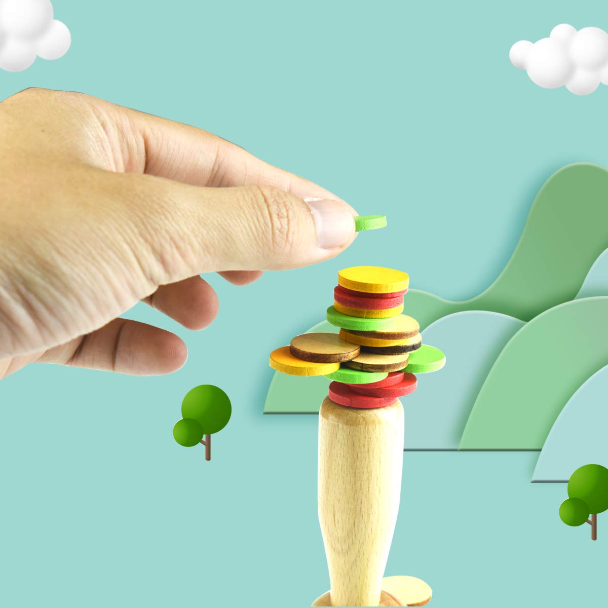 GYBBER&MUMU Mini Balancing Game Bottle Wooden Desktop Classic Tabletop Toy 21 Pcs