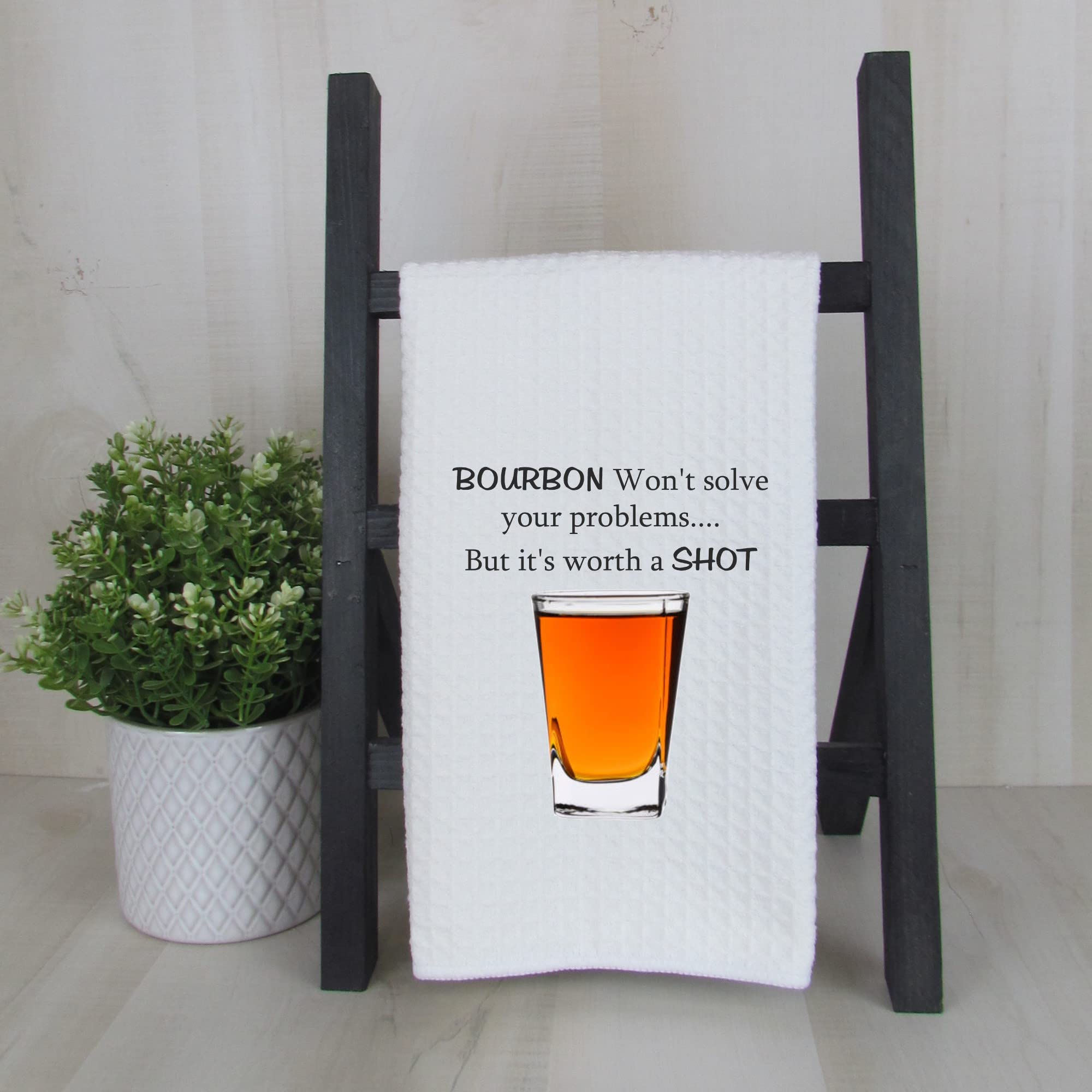 Home Bar, Dish Towels, Kitchen Towel, Tea Towels, Bar Towel, Bourbon, Funny Bar Towel, Bourbon Bar, House Bar, Funny Dish Towel, Bourbon Wont Solve Your Problems But It's Worth A Shot Bar Towel
