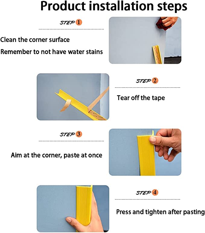 GUSICA Anti-Collision Strips for Children, Widened and Thickened Wall Corner Pillars, Soft Package, Anti-Collision Strips for Kindergarten, Table Side Corner Protectors with Glue-White||1m