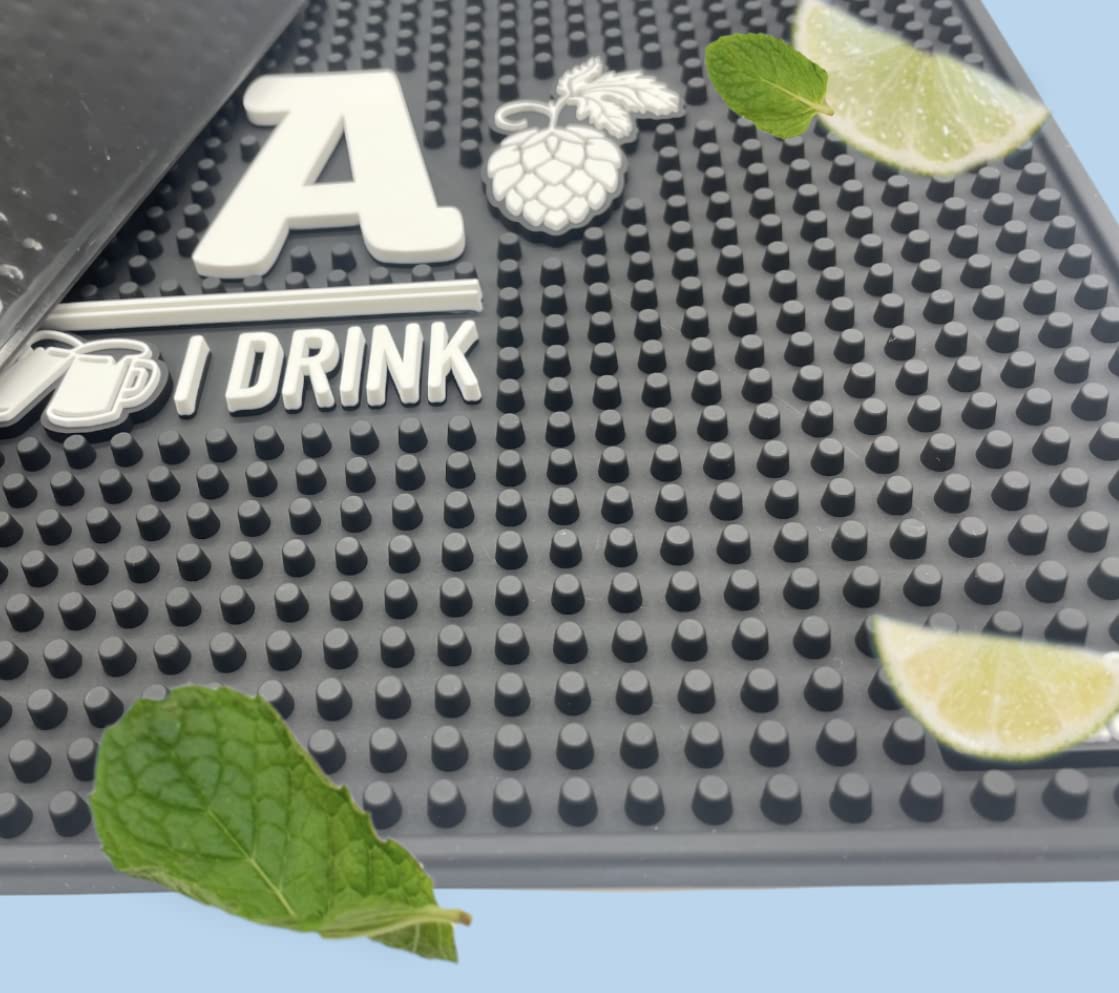 IPA Lot When I Drink 17.7" x 11.8" Funny Bar Spill Mat Rail Countertop Accessory Home Pub Decor Slip Resistant Durable Thick Bar Covering for Craft Brewery Kitchen Cafe and Restaurant Accessory