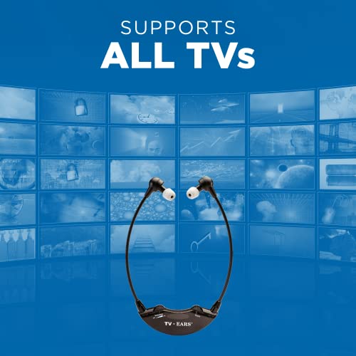 TV Ears Digital Wireless Headset System - Personal Volume Control, Quiet to Loud, Supports All TVs, Ideal for Seniors & Hearing Impaired, Infrared, Plug N' Play, No Pairing/Audio Delay, Dr Rec -11741, Black