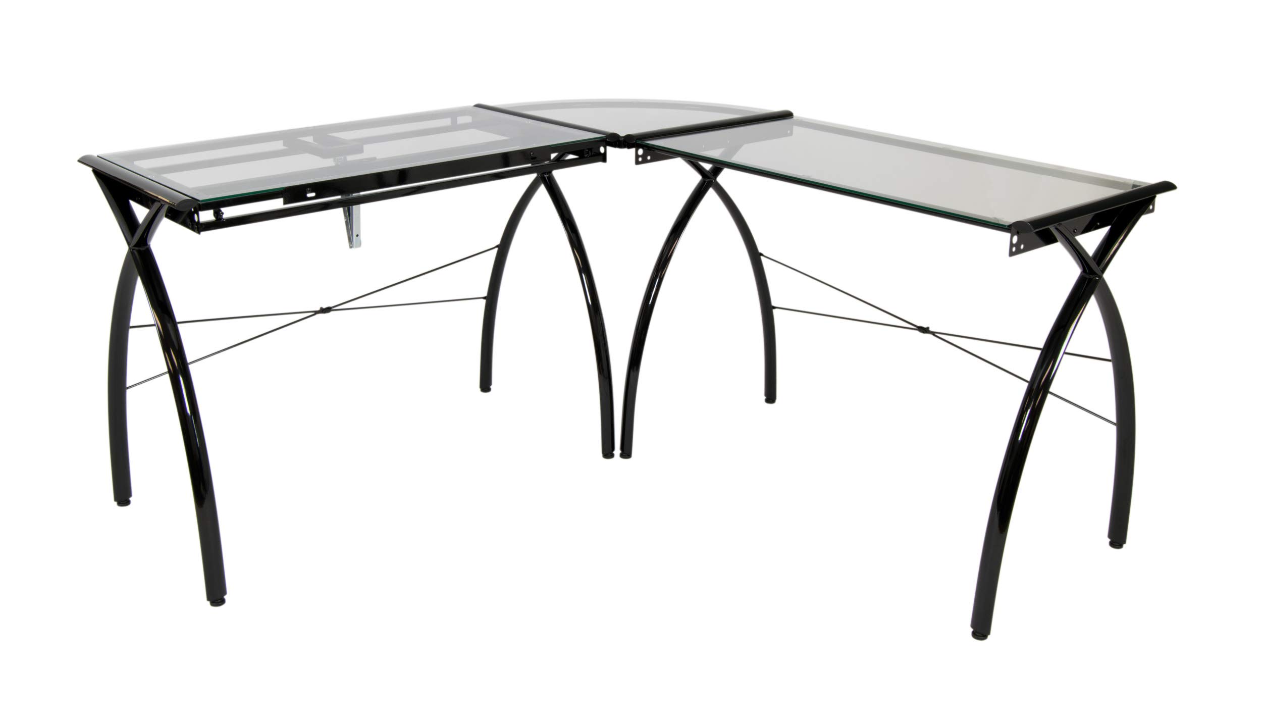 SD STUDIO DESIGNS Futura LS WorkCenter with Tilt Top Adjustable Drafting Table Craft Table Drawing Desk Hobby Table Writing Desk Studio Desk, Black / Clear Glass.