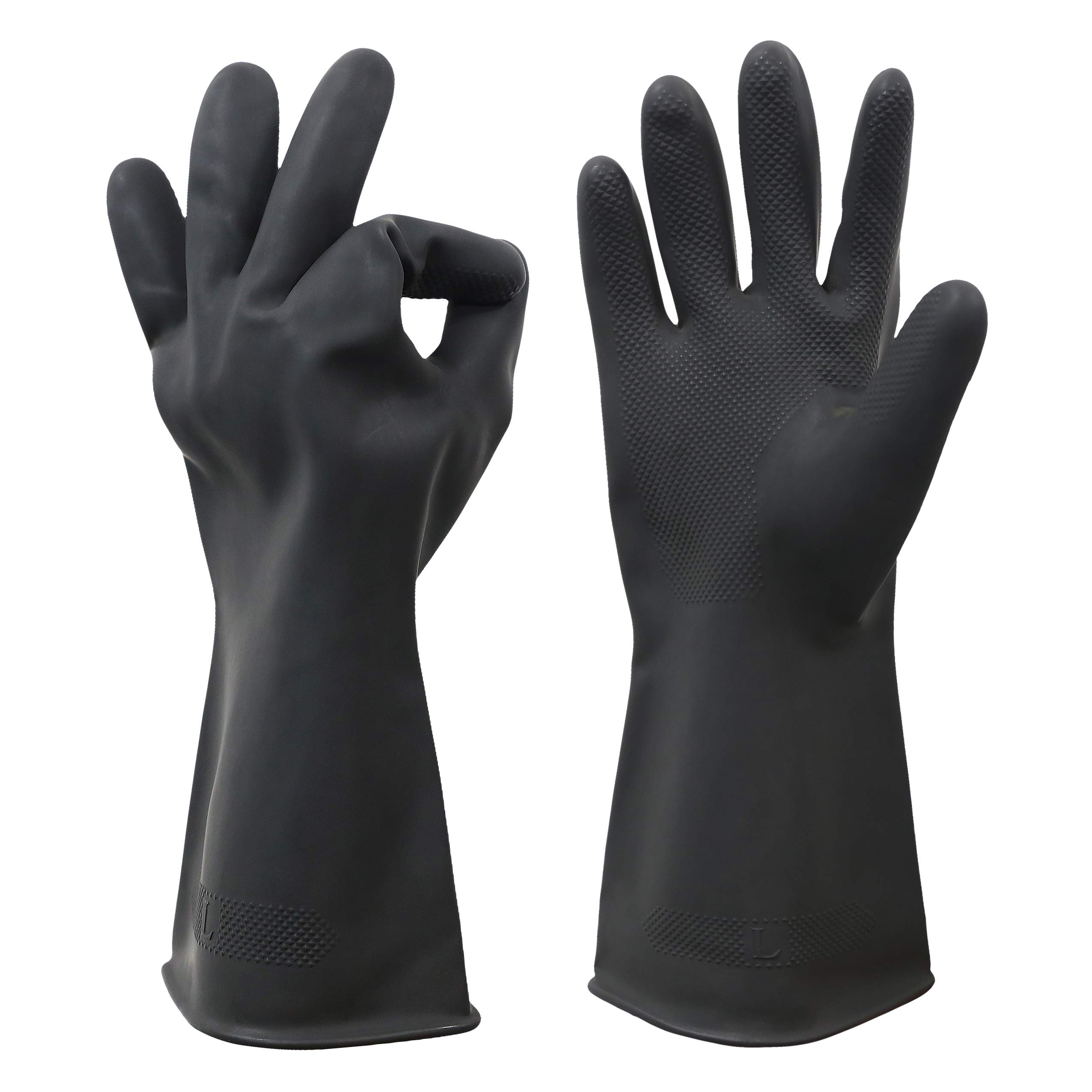 HHPROTECT Chemical Resistant Gloves,Waterproof Reusable Cleaning Rubber Glove 1Pair
