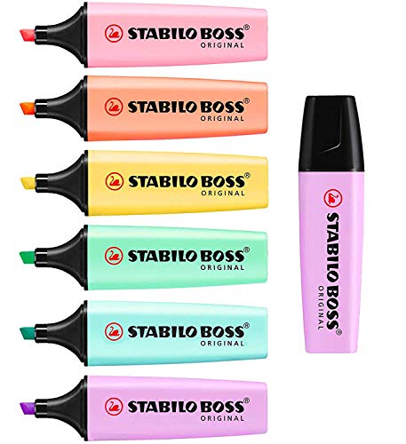 STABILO BOSS Original Pastel Highlighter Marker Pens ā Full Set of 6 + Lilac Haze