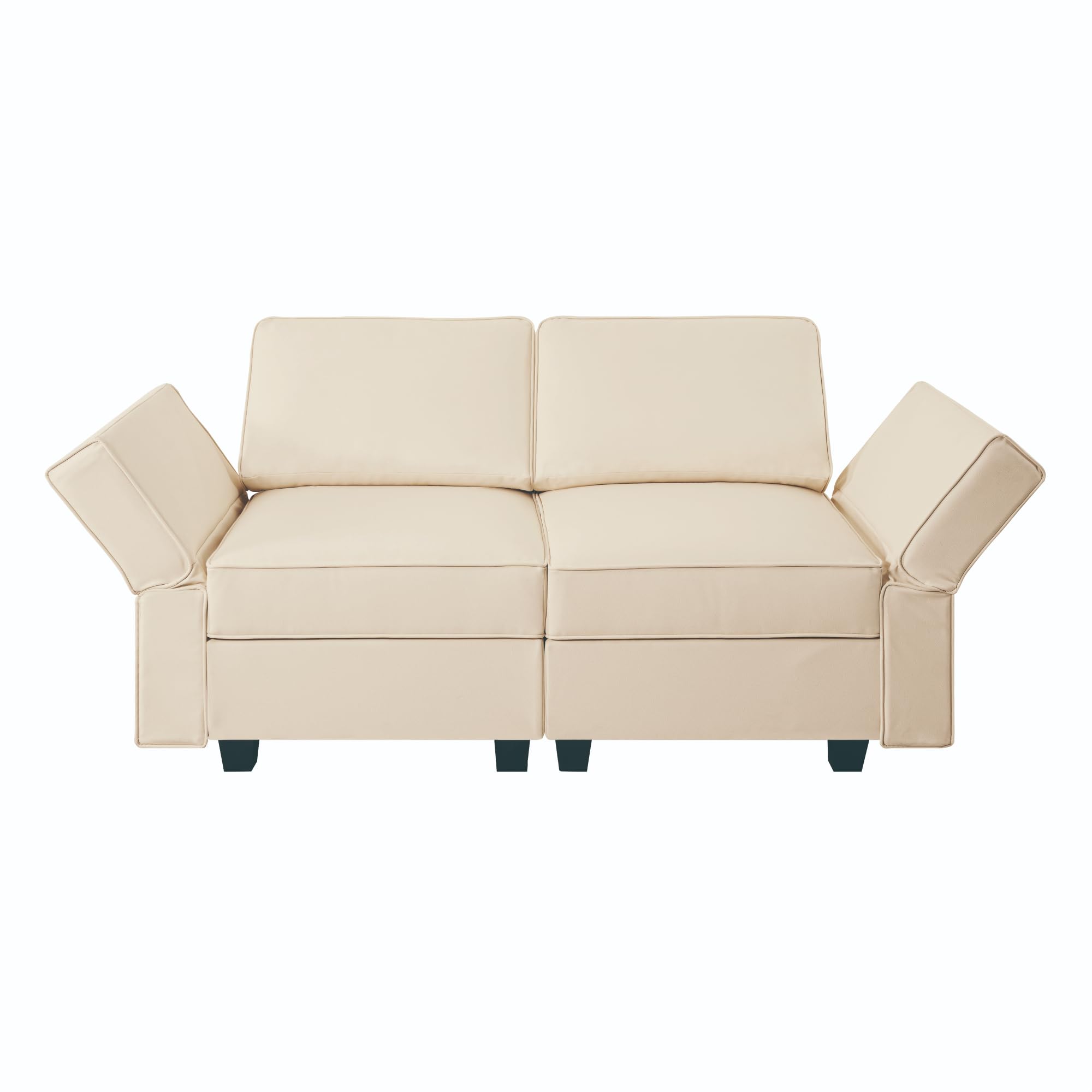 Naomi Home Sarah Modular Loveseat Sofa Couch with Storage Seats Air Leather 2 Seater Love Seats for Small Spaces, White