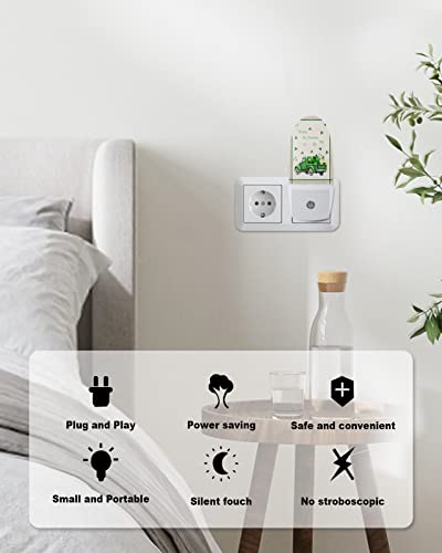 RisQiten St. Patrick's Day Night Light, LED Plug in Night Light, Green Striped Board Truck Clover Night Lights with Dusk to Dawn Sensor Decorative Kids/Adults Nightlight for Bedroom Bathroom